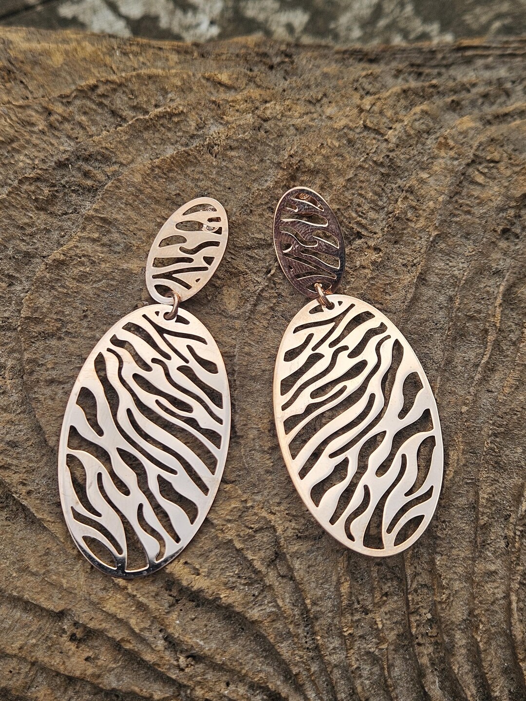 925 Silver and Rose Gold Animal Print Earrings - Etsy