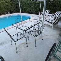 Vintage O W Lee Wrought Iron Patio Set, Acorn and Leaf Pattern, Oval ...