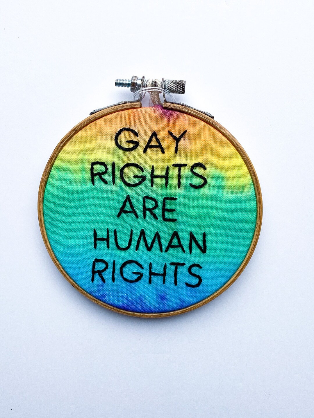 LGBTQ Pride Art, Gay Rights Are Human Rights Wall Hanging, Handmade ...