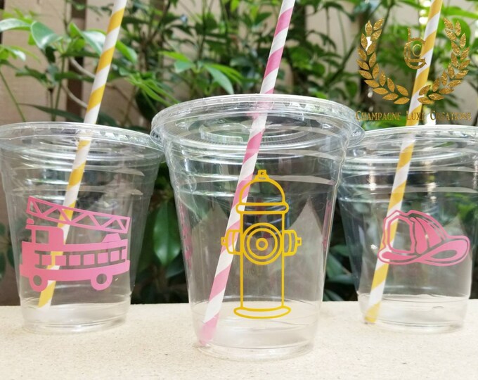 Firefighter Cups, Fireman Party , Fire Fighter Party, Fire Truck Party ...