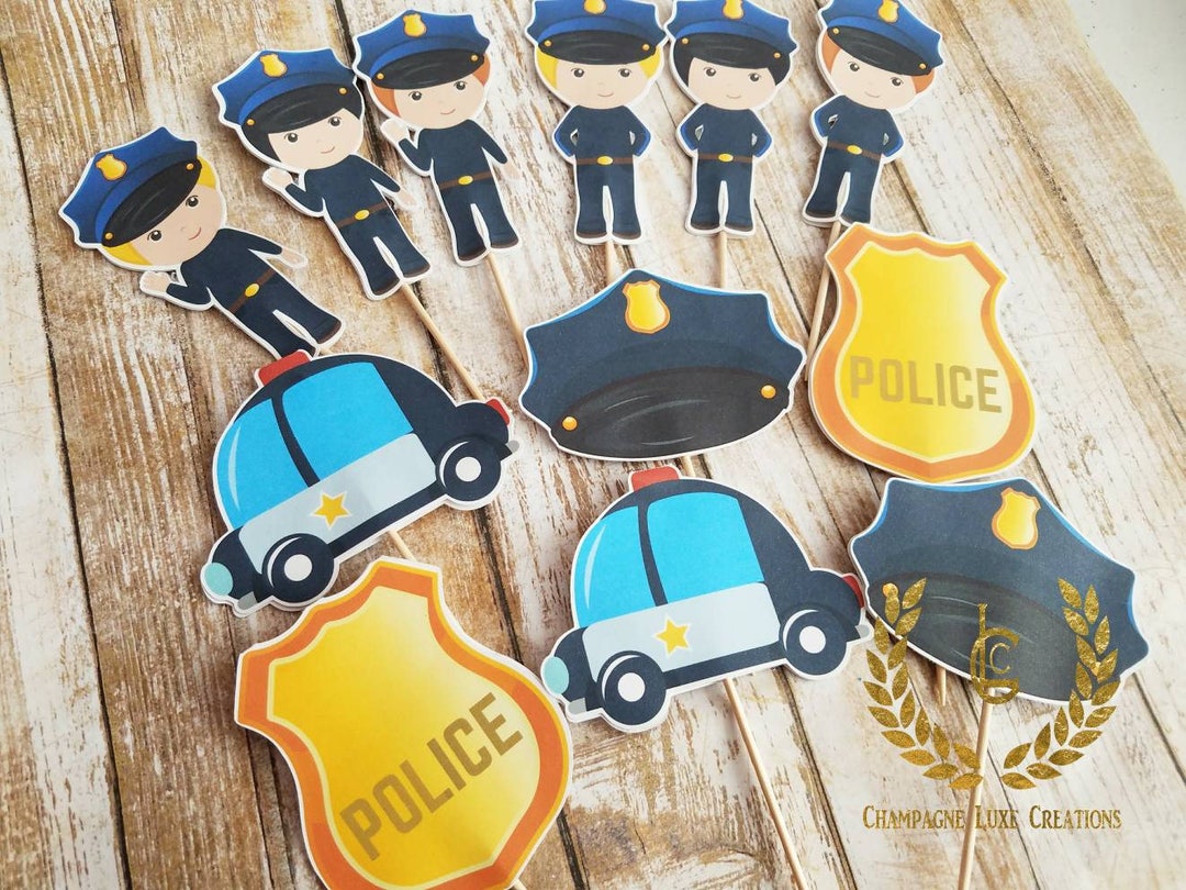 Policeman Cupcake Toppers, Police Toppers (set of 12)- Police Officer ...