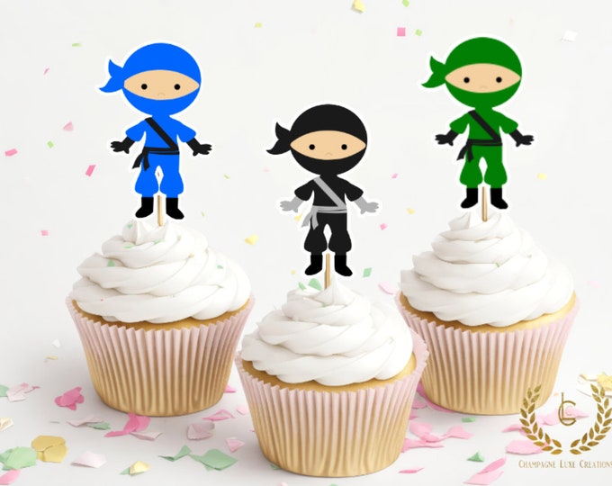 Ninja Cupcake Toppers, Ninja Birthday Party, Ninja Party Decor, Ninja ...