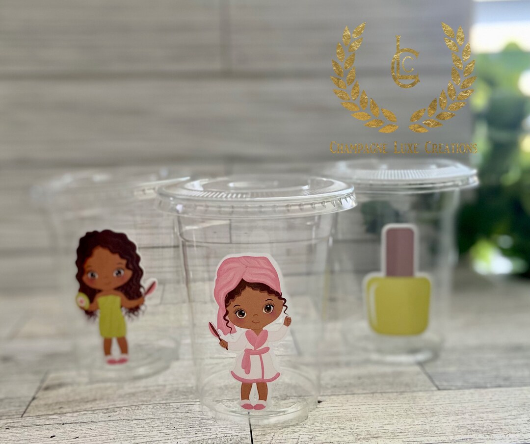 Spa Party Cups, African American Spa Party, Spa Party Favor Cups set of ...