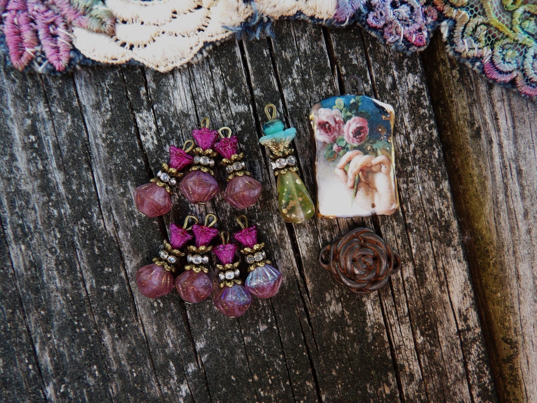 Beads, Set of 9, Handmade, Craft Supplies, DIY, Jewelry Supplies ...