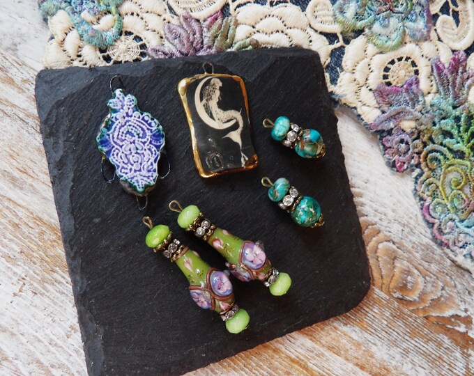 Beads, Set of 6, Handmade, Craft Supplies, DIY, Jewelry Supplies ...