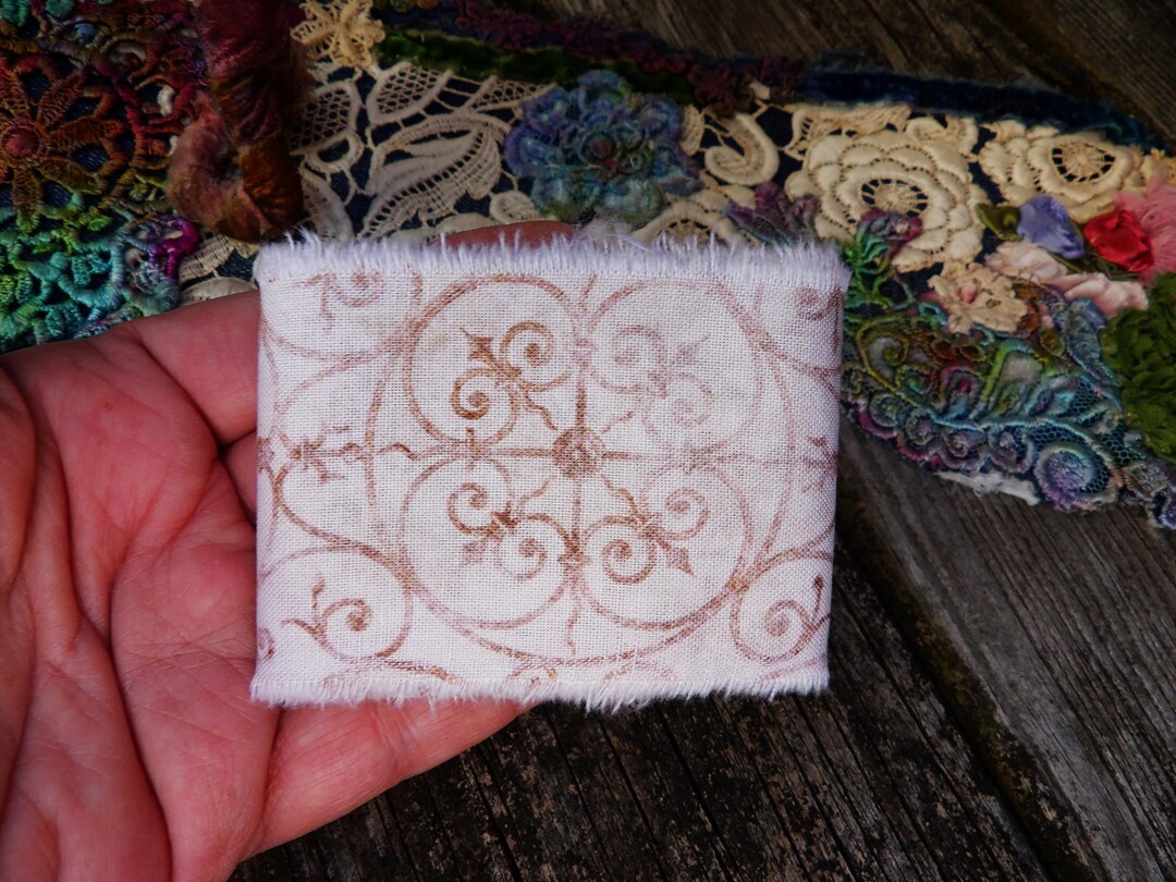 Ribbons, per 1, Distressed Print, Vintage Style, Handmade, Trim, Hand ...