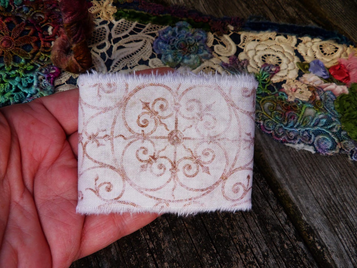 Ribbons, per 1, Distressed Print, Vintage Style, Handmade, Trim, Hand ...