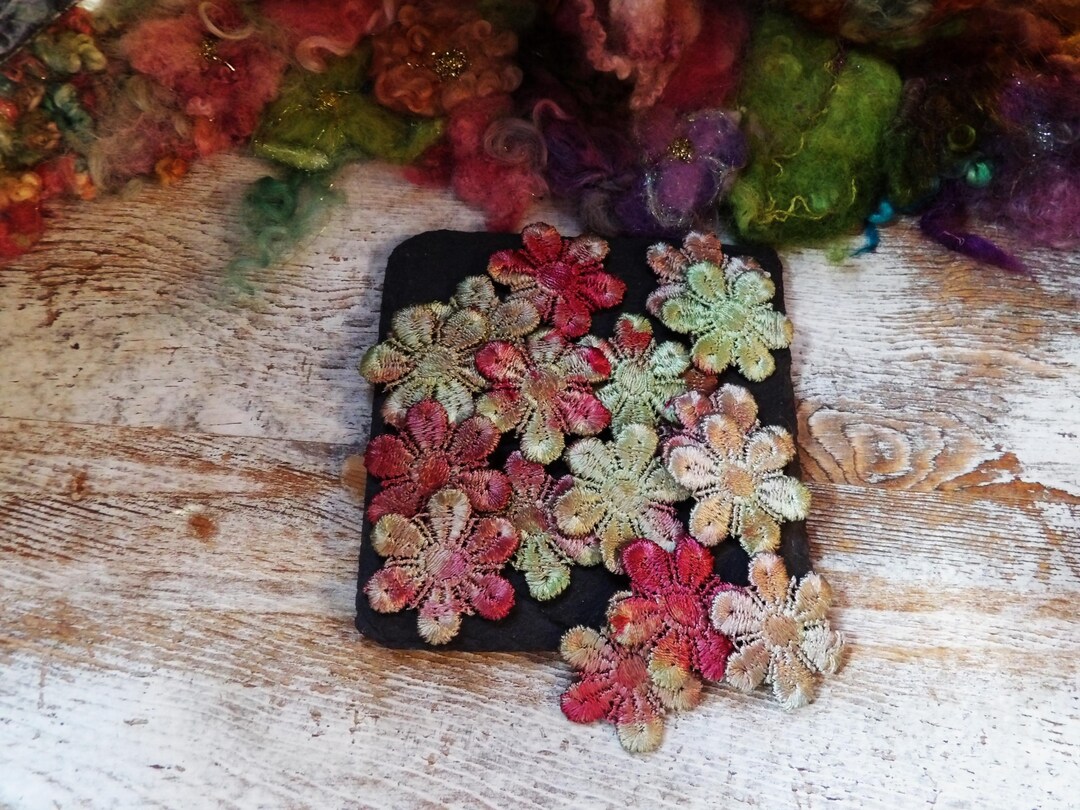 Flowers, Appliques, Set of 15, Craft Supplies, Destash, DIY, Hand Dyed ...