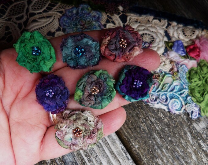 Appliques, Set of 7, Handmade, Embellishments, Beaded, Craft Supplies ...