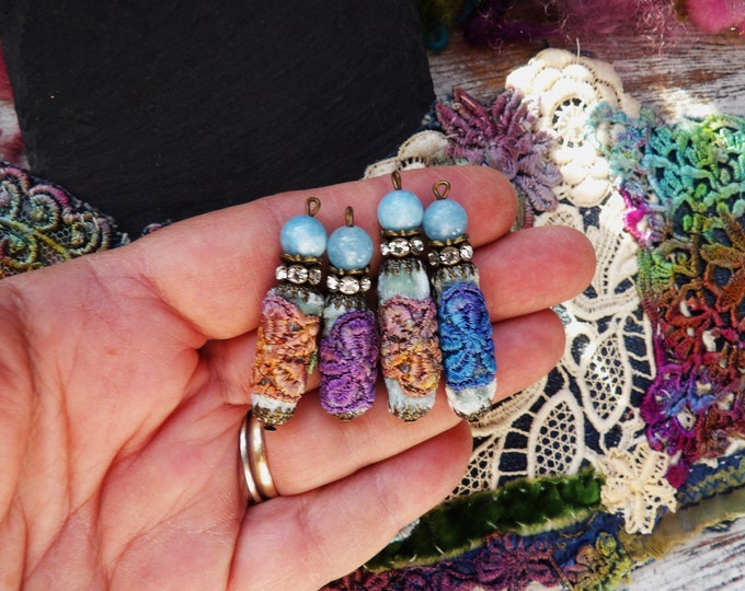 Beads, Set of 4, Handmade, Bohemian, Craft Supplies, Silk Velvet, Boho ...