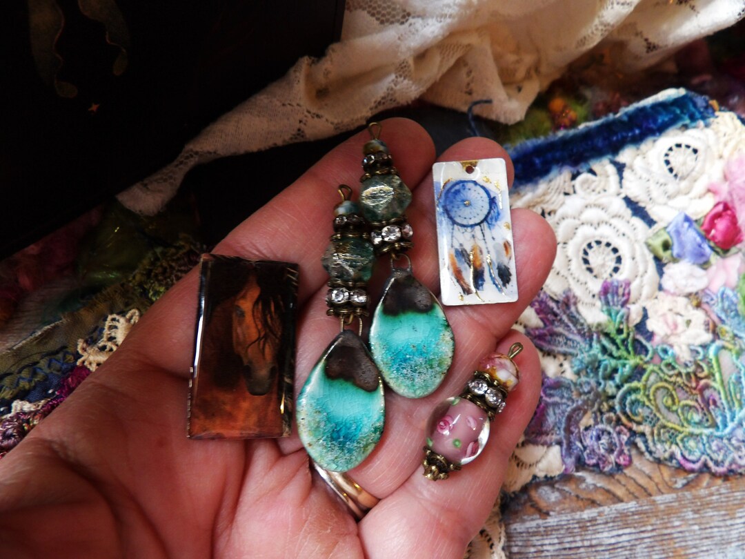 Beads, Set of 5, Handmade, Craft Supplies, DIY, Jewelry Supplies ...