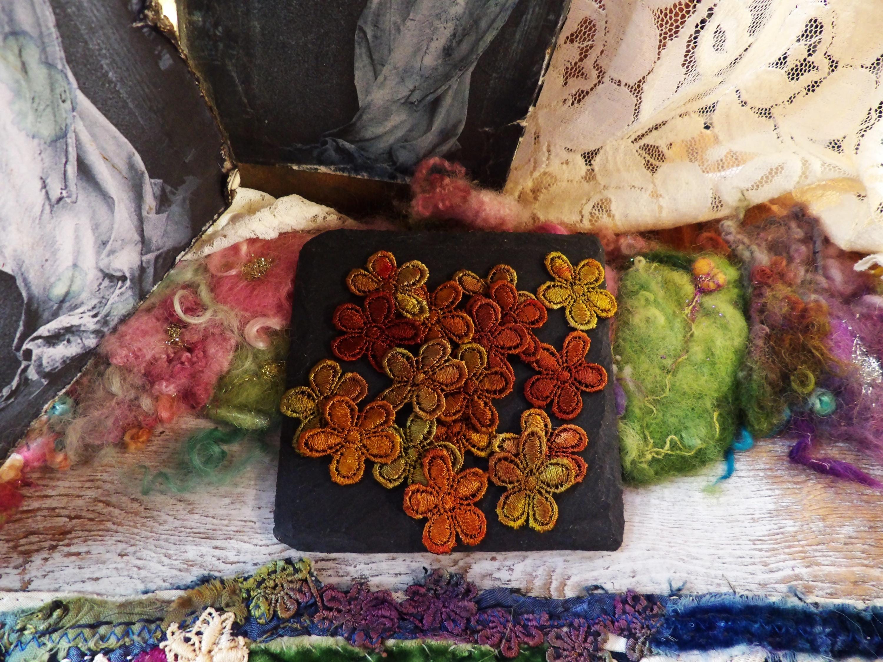 Flowers, Appliques, Set of 15, Craft Supplies, Destash, DIY, Hand Dyed ...