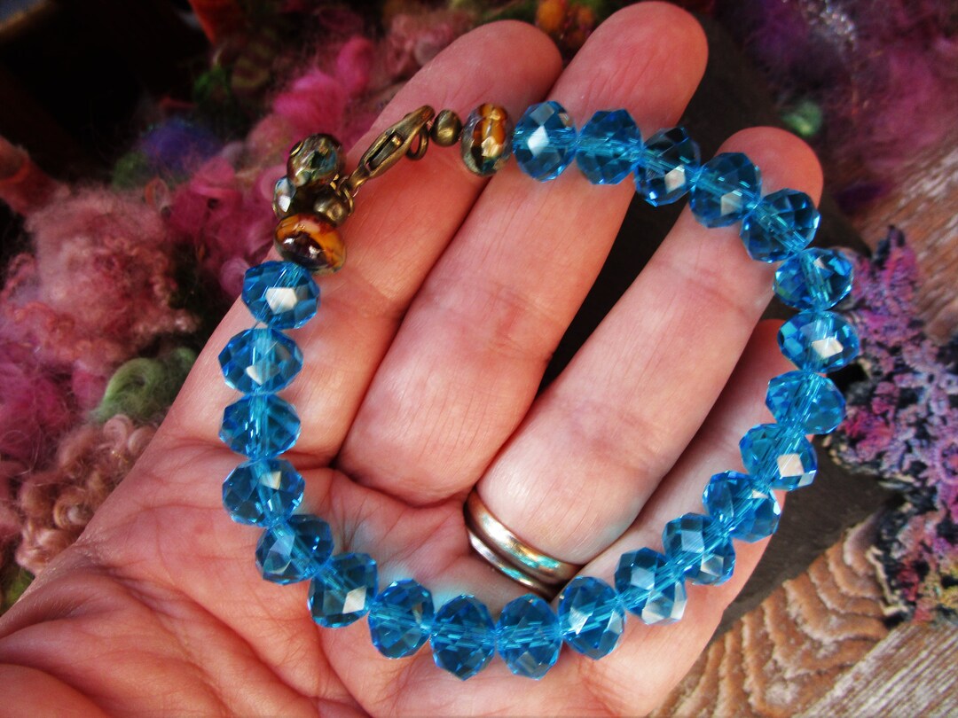 Bracelet, Ocean Blue Crystal Beads, Handmade, Summer Jewelry, Ocean ...