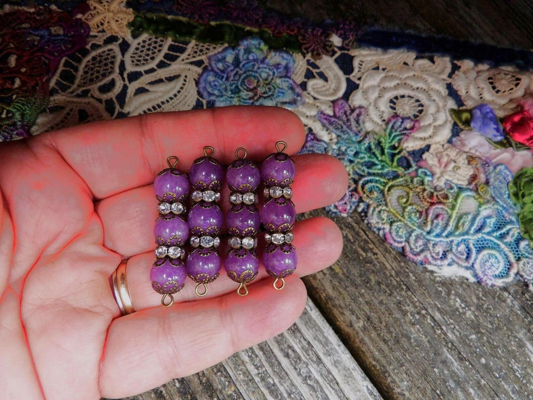 Beads, Connectors, Set of 4, Handmade, Craft Supplies, Jewelry Supplies ...