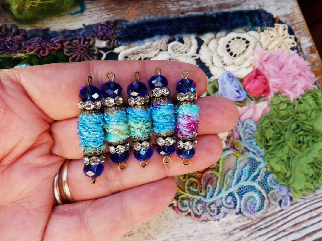 Beads, Charms, Set of 5, Connectors, Handmade, Bohemian, Craft Supplies ...