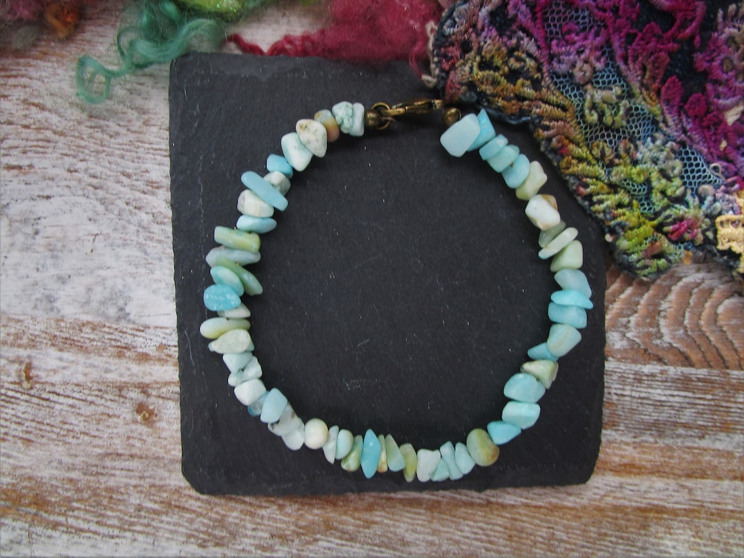 Anklet, Handmade, Amazonite Chip Beads, Ocean Theme Colors - Etsy