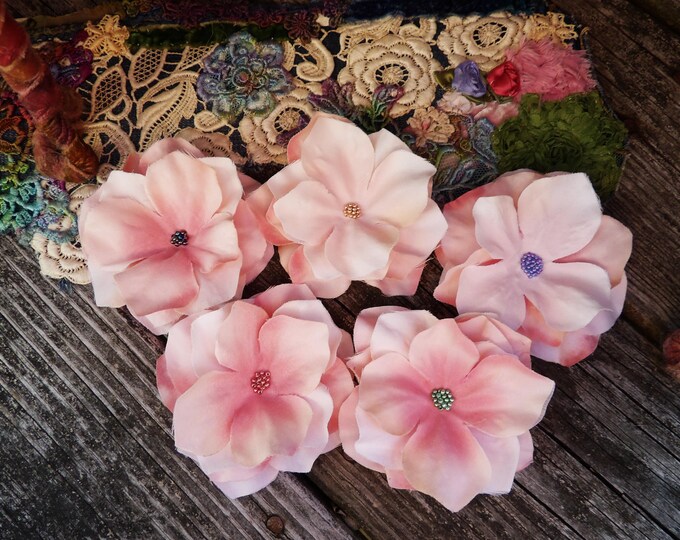 Appliques, Set of 5, Handmade, Floral Appliques, Beads, Craft Supplies ...