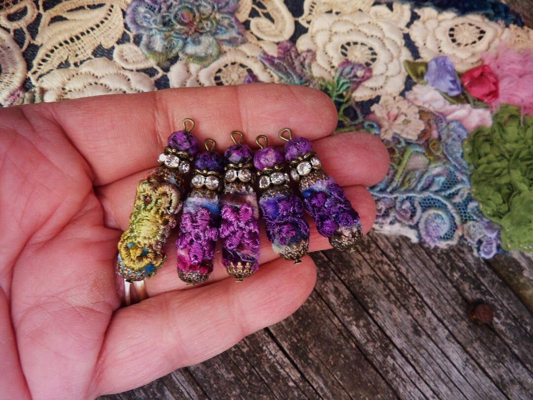 Beads, Set of 5, Handmade, Bohemian, Craft Supplies, Silk Velvet, Boho ...