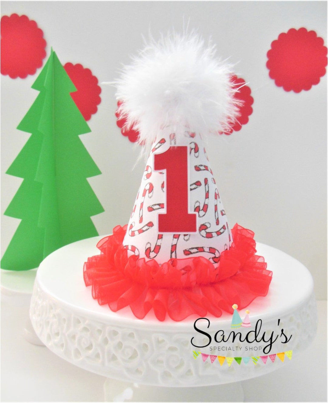 Candy Cane Mini Birthday Party Hat, Gingerbread Mini Party Hat, First ...