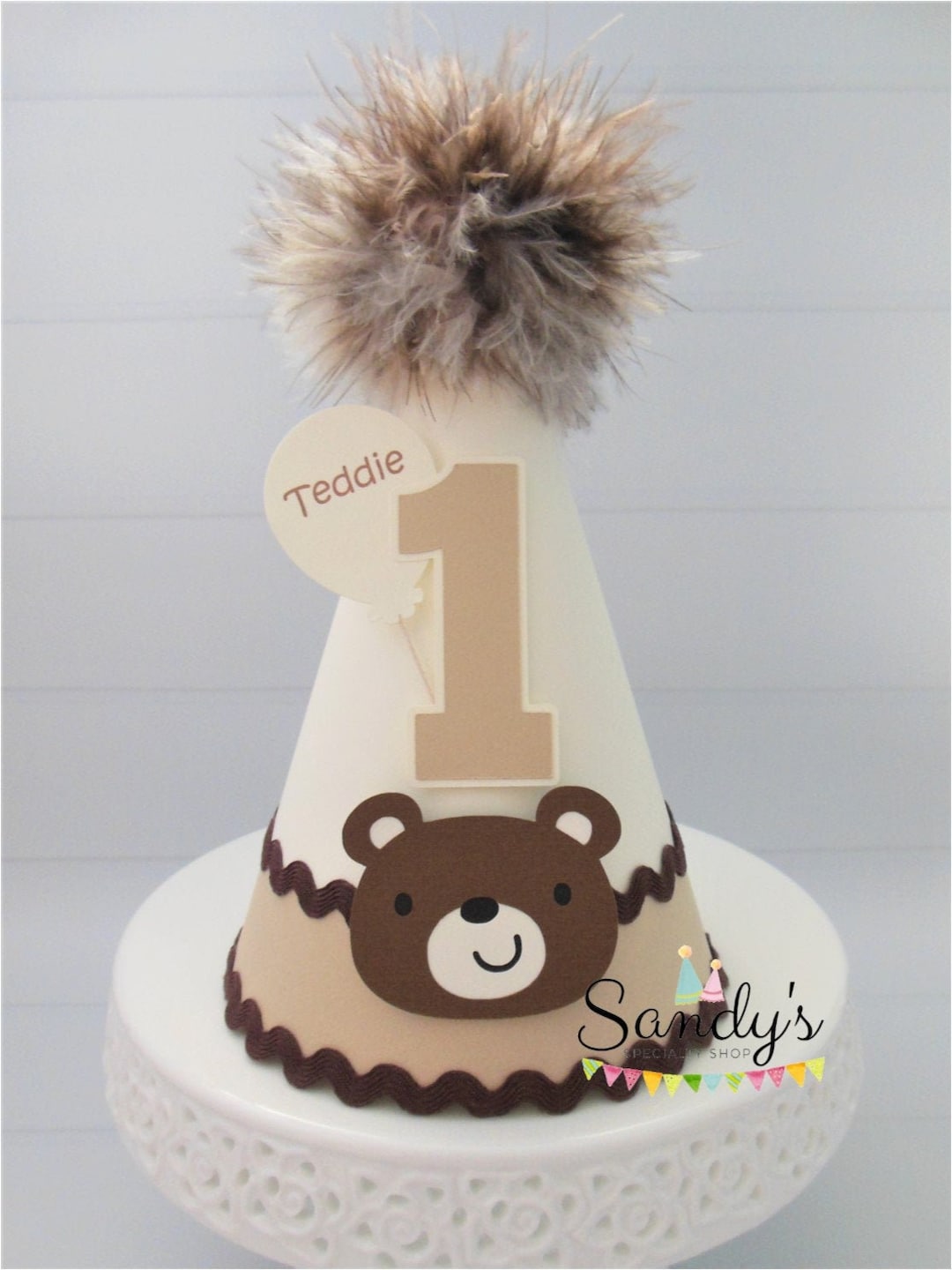 Bear Party Hat, Bear Birthday Hat, Woodland Party Hat Theme, Natural ...