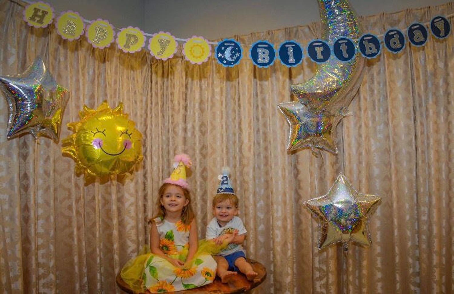 Moon and Stars Birthday Party Hat Space Party Silver Light - Etsy