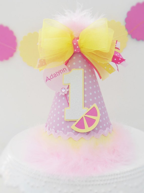 Lemonade Birthday Party Hat, Pink Lemonade Party Hat, Lemon Party Hat ...