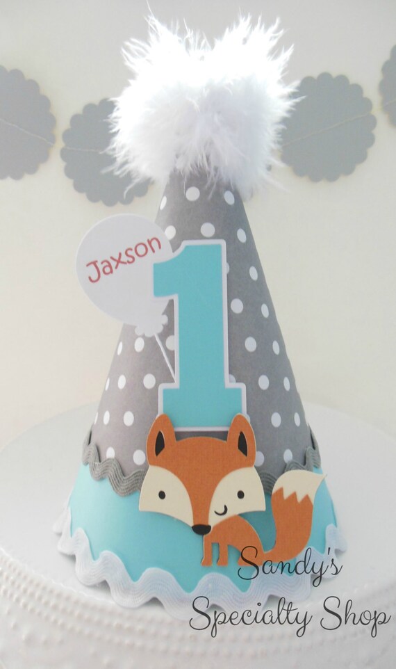 Fox Birthday Party Hat Woodland Party Woodland Theme Gray | Etsy