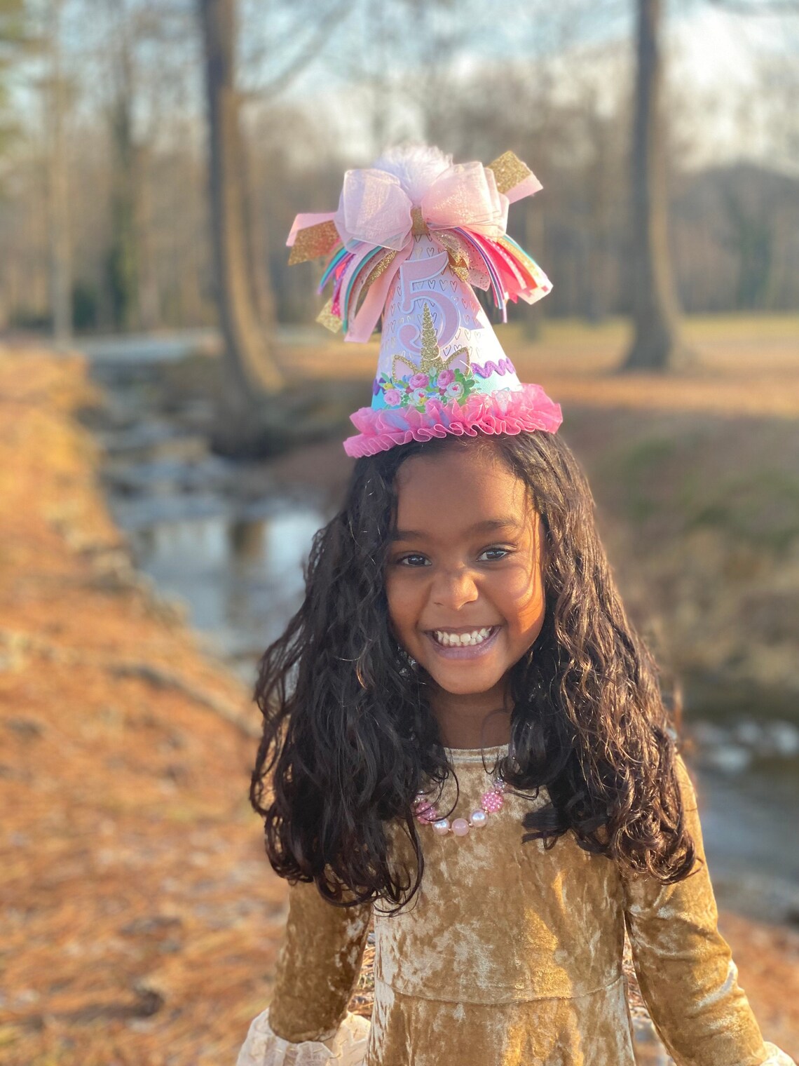 Unicorn Birthday Party Hat Light Pink Purple Gold Speckle - Etsy