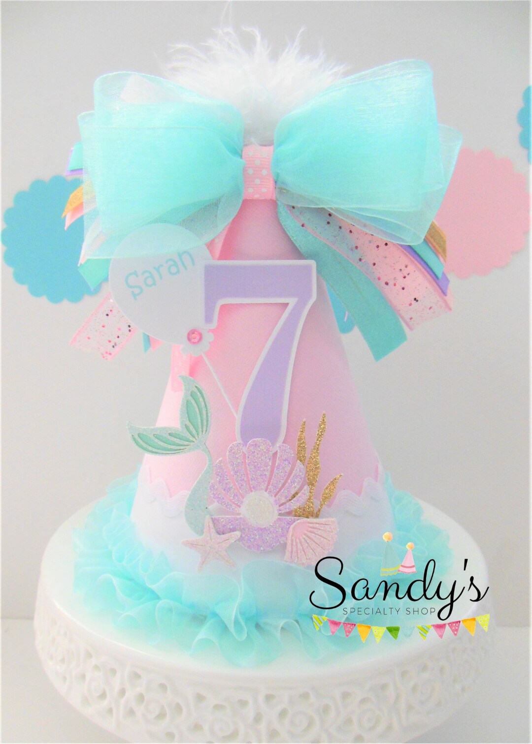 Seashell Party Hat, Seashell Birthday Hat, Mermaid Party Hat, Under the ...