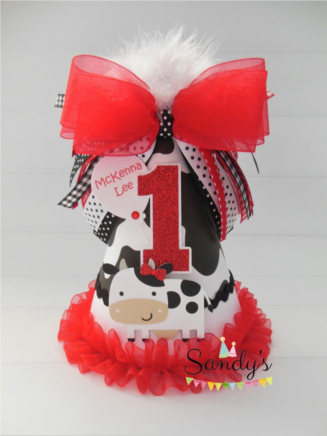 Cow Birthday Party Hat, Cow Party Hat, Farm Party Hat, Cow Patterned ...