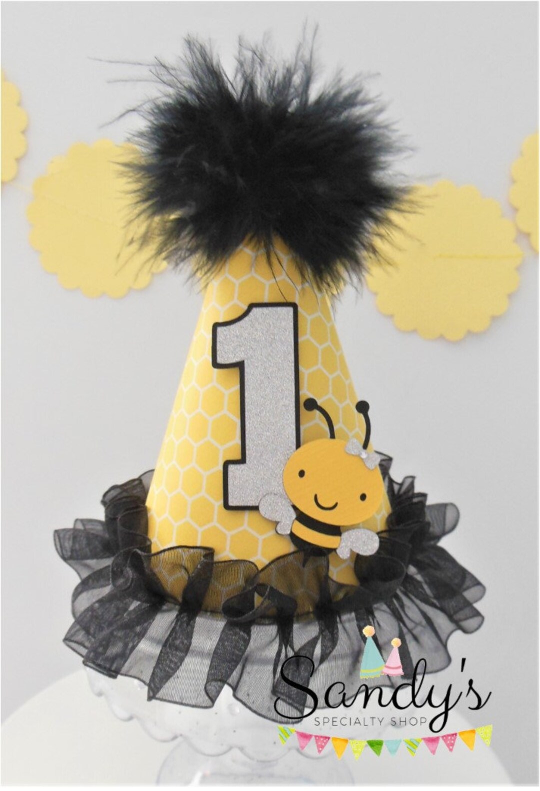 Bee Mini Party Hat, Bee Party Hat, Bee Birthday Hat, Mini Size, Black ...