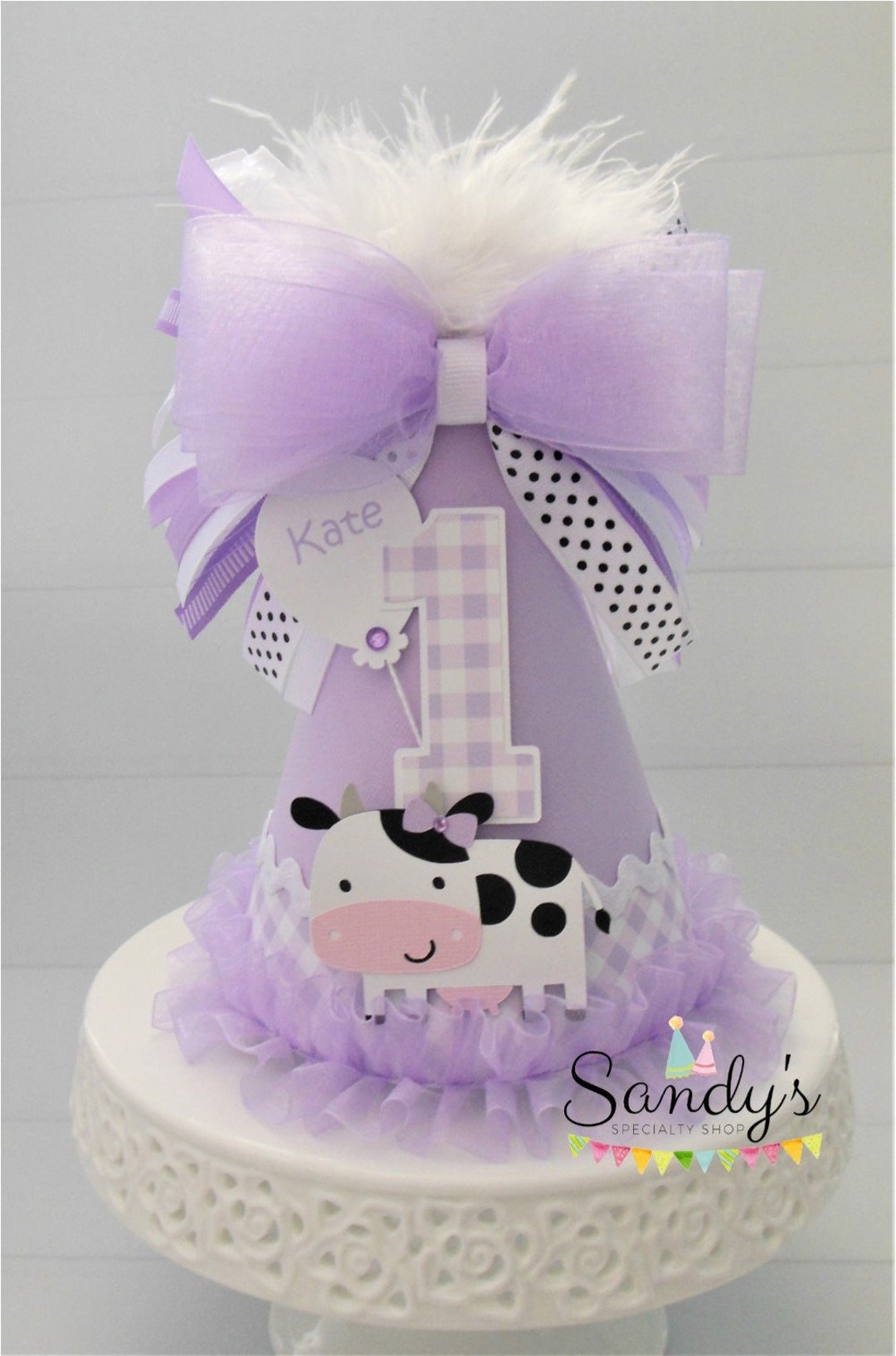 Cow Party Hat, Barnyard Birthday Party Hat, Farm Party, Light Purple ...