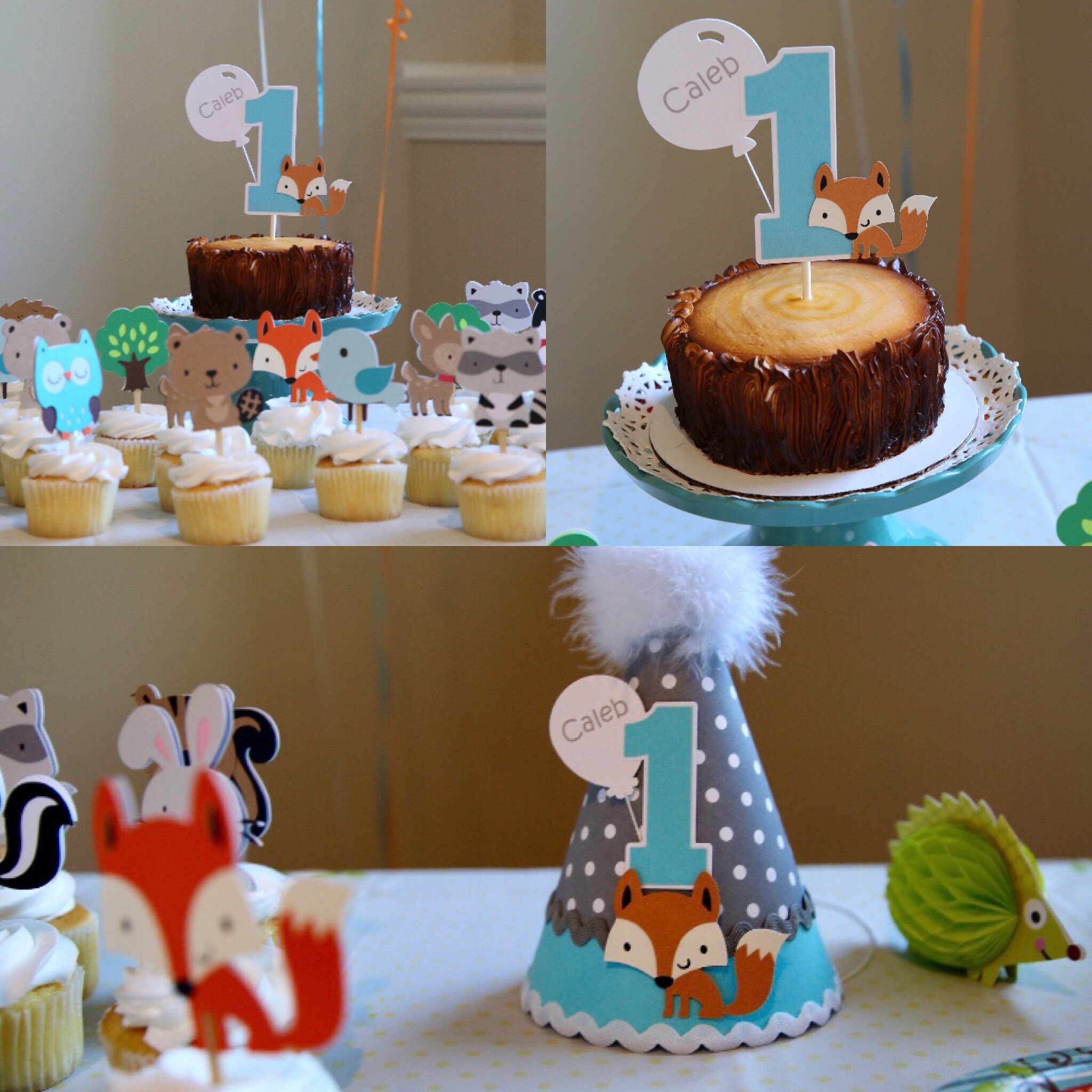 Fox Party Hat Woodland Birthday Party Hat Grey Polka Dot | Etsy