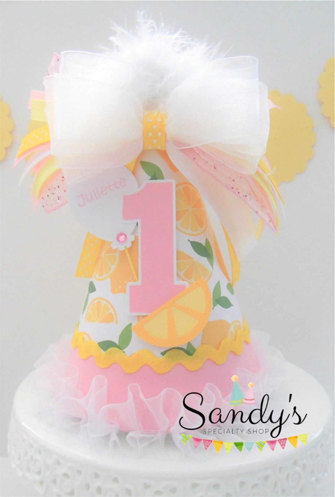 Lemon Party Hat, Pink Lemonade Party Hat, Lemon Birthday Hat, Sweet One ...