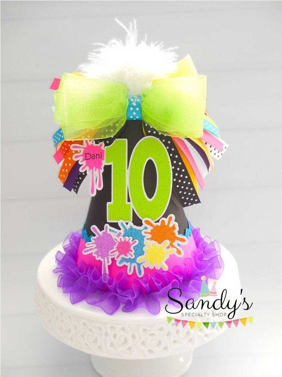 Paint Splatter Party Hat, Paint Splatter Party Hat, Art Party Hat, Neon ...