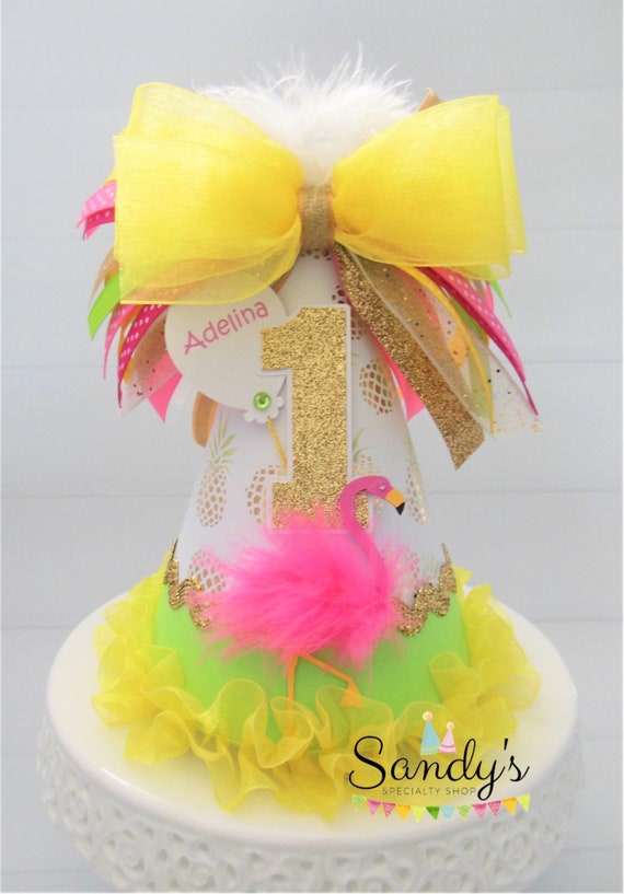 Flamingo Birthday Party Hat, Tropical Party Hat, Flamingo Party Hat ...