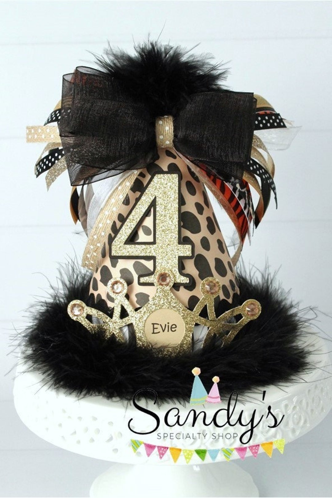 Cheetah Party Hat, Princess Party Hat, Princess Crown Party Hat, Animal ...