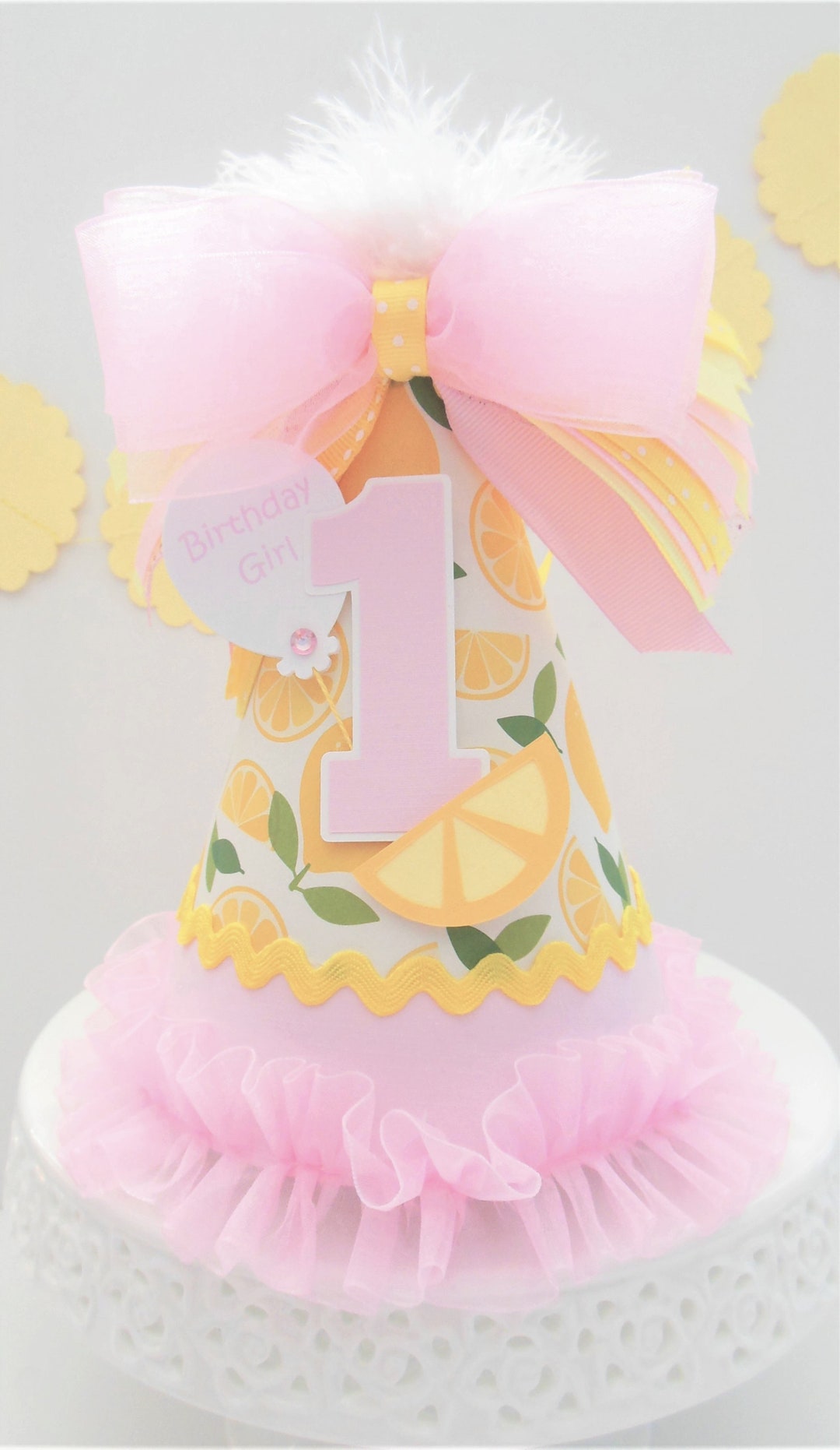 Lemon Party Hat, Lemon Birthday Hat, Pink Lemonade Party, Lemonade ...