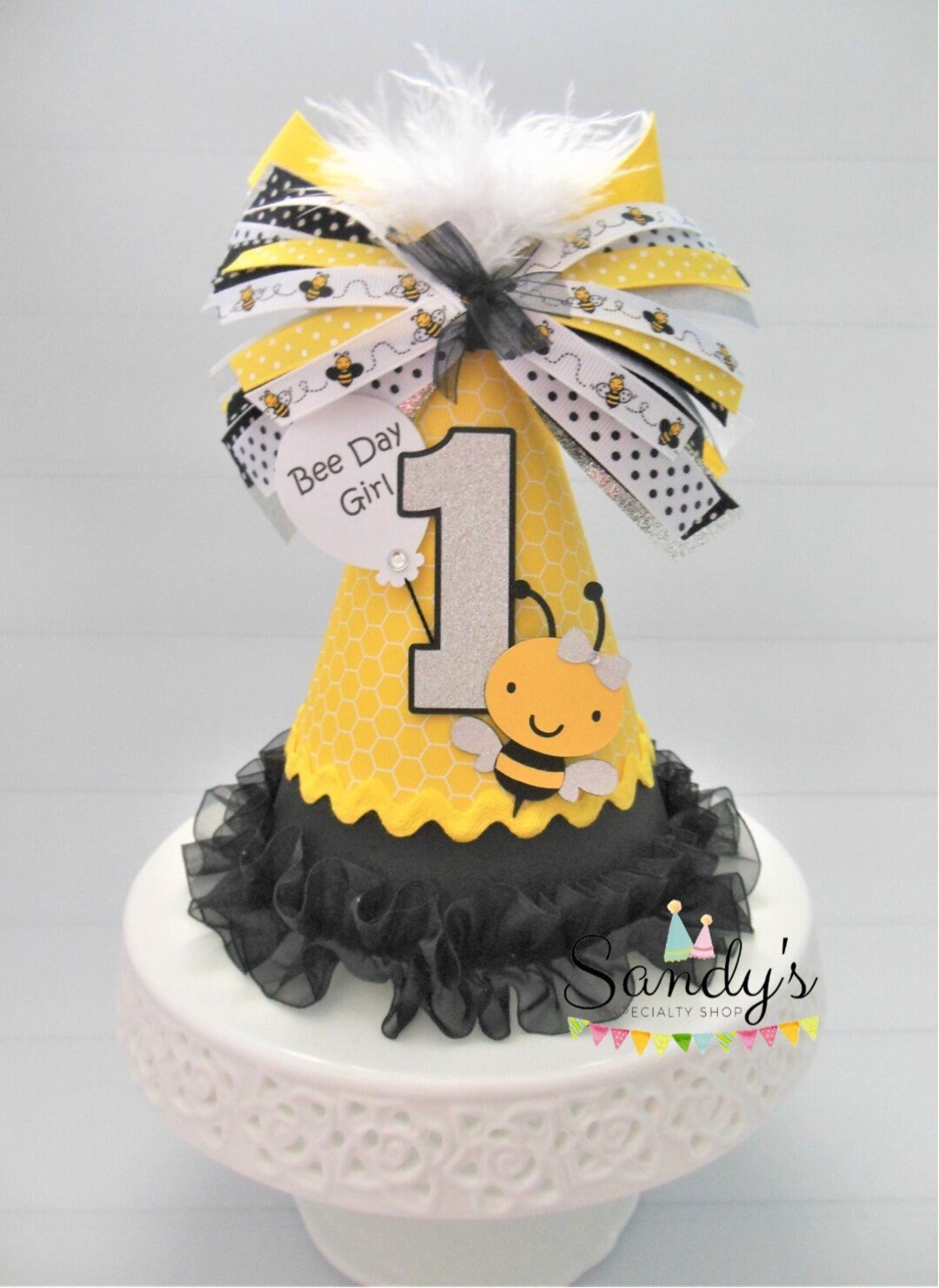 Bee Party Hat, Bee Birthday Hat, Bee Day, Yellow Honeycomb Pattern ...