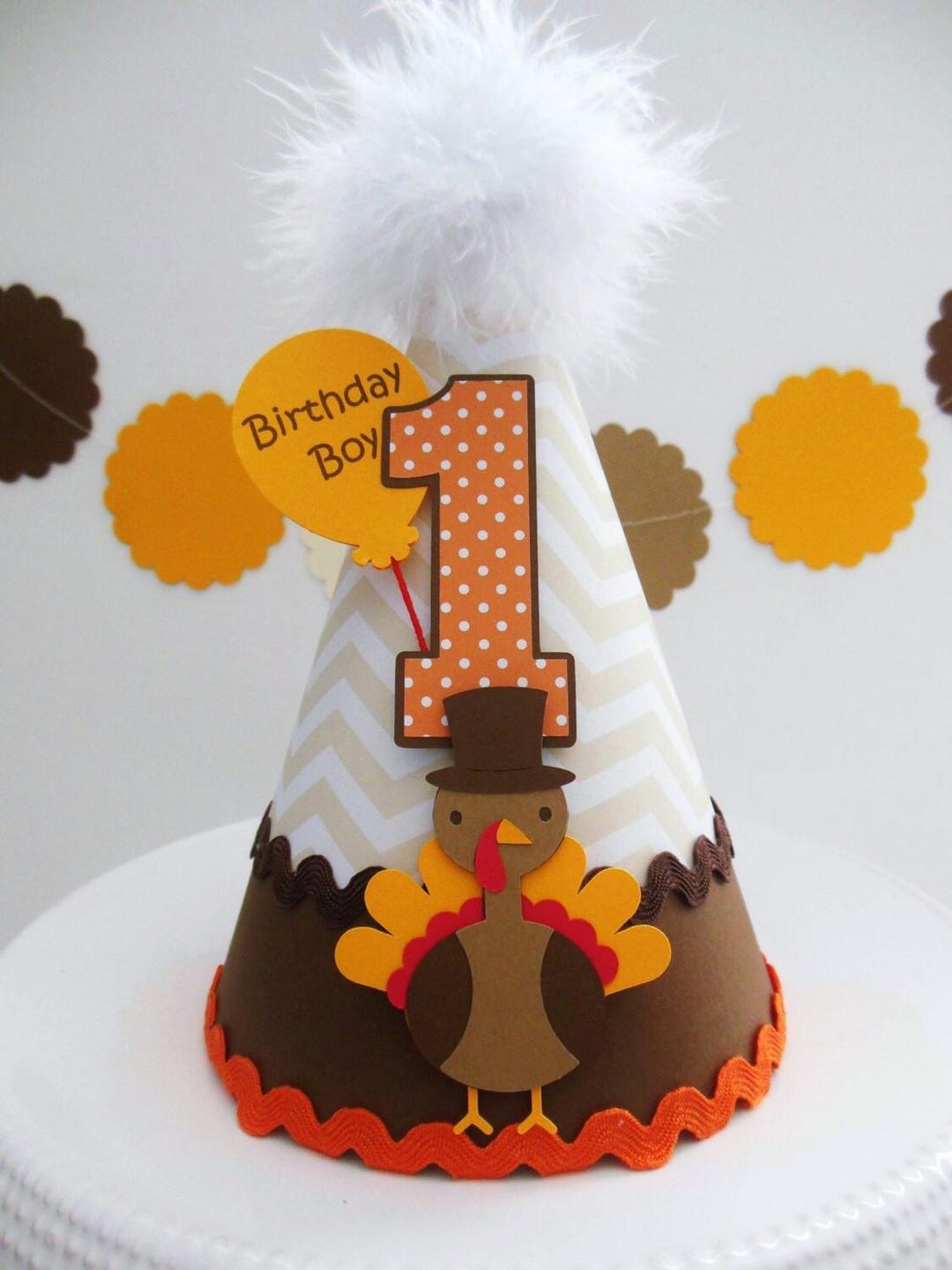 Turkey Party Hat, Thanksgiving Party Hat, Turkey Birthday Hat, Chevron ...