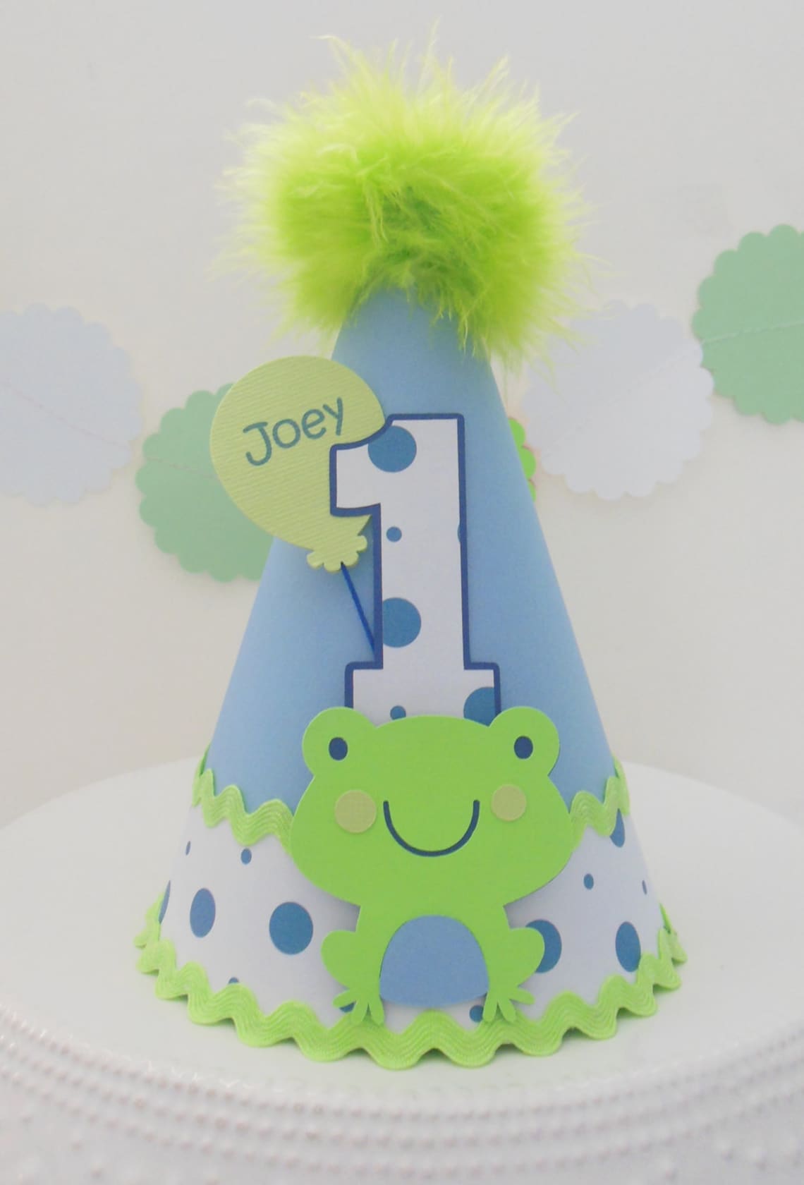 Frog Birthday Party Hat Frog Theme Frog Party Blue Polka - Etsy