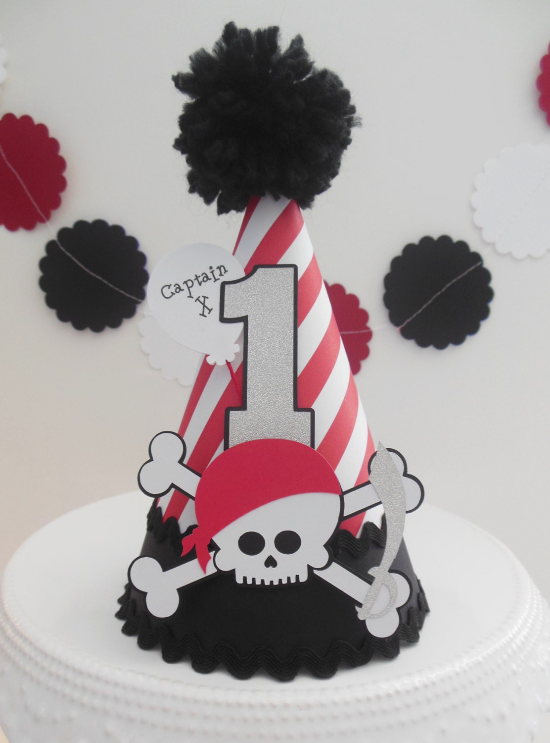 Pirate Birthday Party Hat Pirate Party Red and White - Etsy