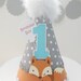 Fox Party Hat Woodland Birthday Party Hat Grey Polka Dot - Etsy