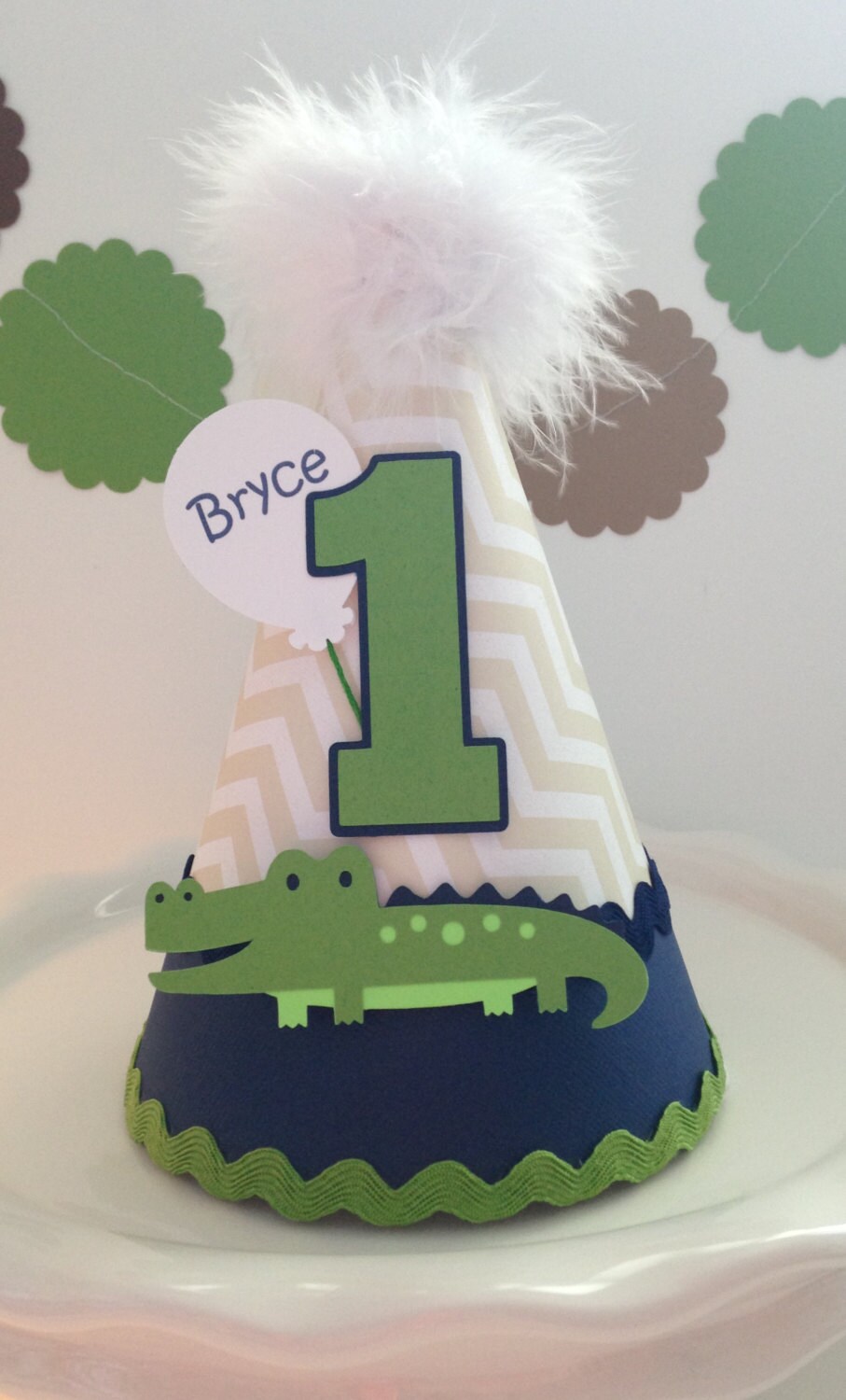 Alligator Birthday Party Hat Bayou Party Theme Chevron | Etsy