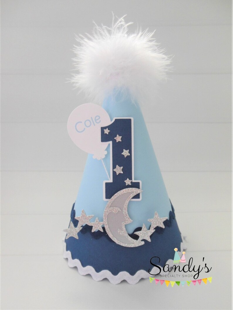 Moon and Stars Birthday Party Hat Space Party Silver Light - Etsy