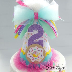 Donuts and Sprinkles Birthday Party Hat, Bakery Party, White Sprinkles ...