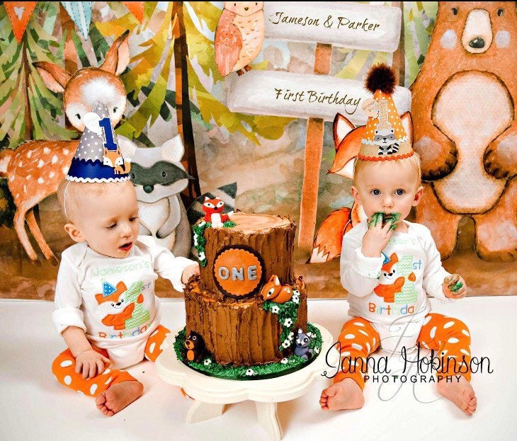 Fox Party Hat Woodland Birthday Party Hat Grey Polka Dot | Etsy