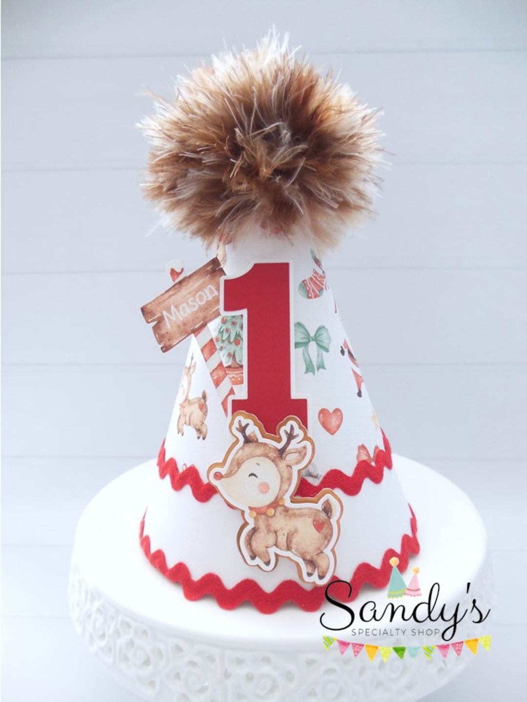 Reindeer Party Hat, Winter Wonderland Party Hat, First Birthday ...