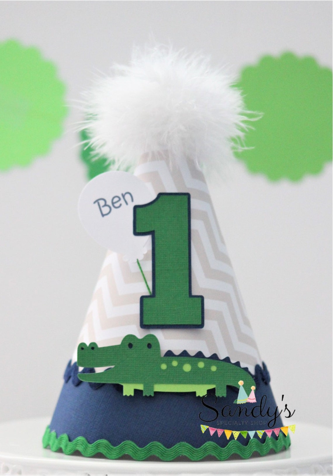 Alligator Birthday Party Hat Bayou Party Theme Tan Chevron - Etsy