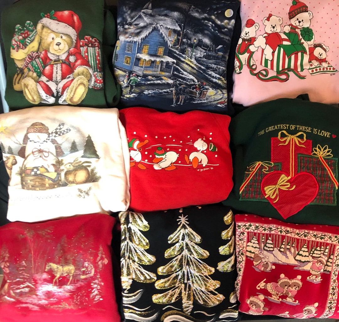 VINTAGE Christmas Sweatshirt Holiday Graphic Crewneck Vintage Sweater ...